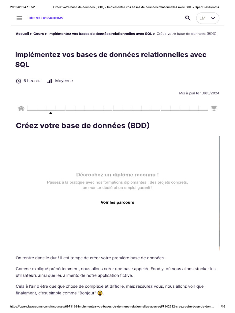 Créez Votre Base de Données (BDD) - Implémentez Vos Bases de Données ... Créez Votre Base de Données (BDD) - Implémentez Vos Bases de Données ...