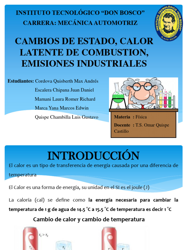 Presentación Cambios de Estado, Calor Latente de Combustion-1 | PDF ...