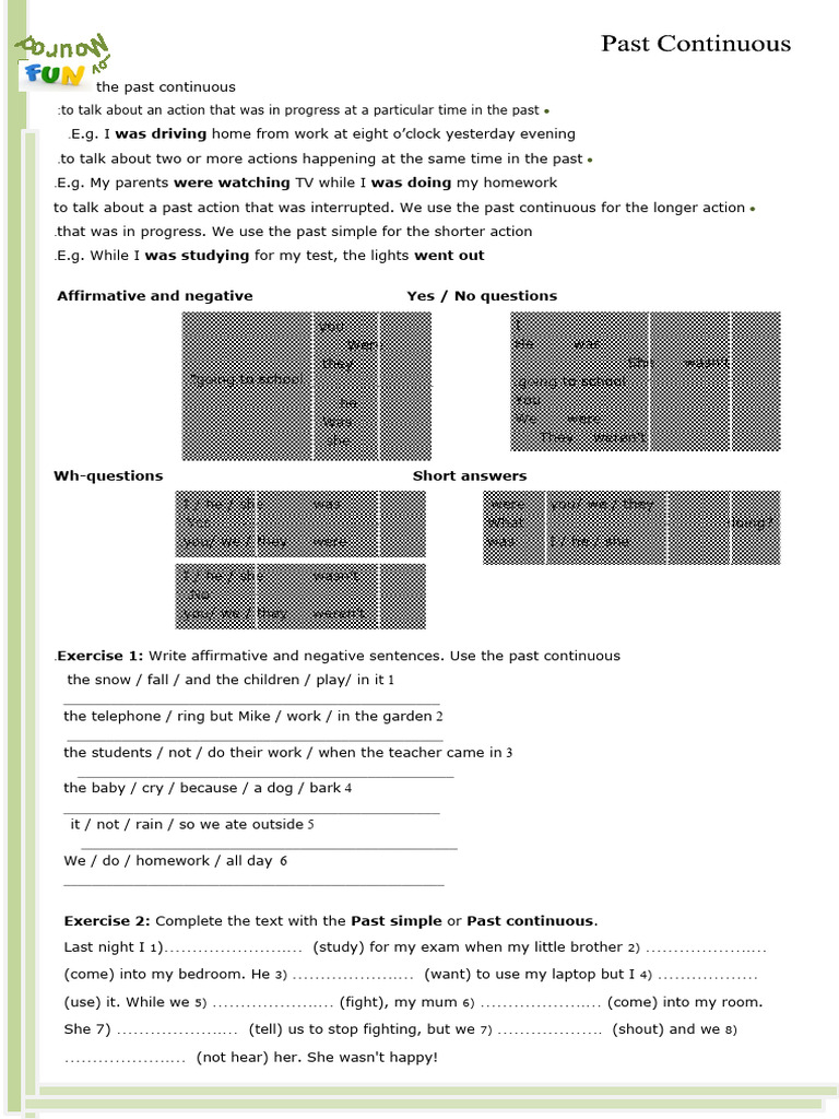Past Continuous | PDF