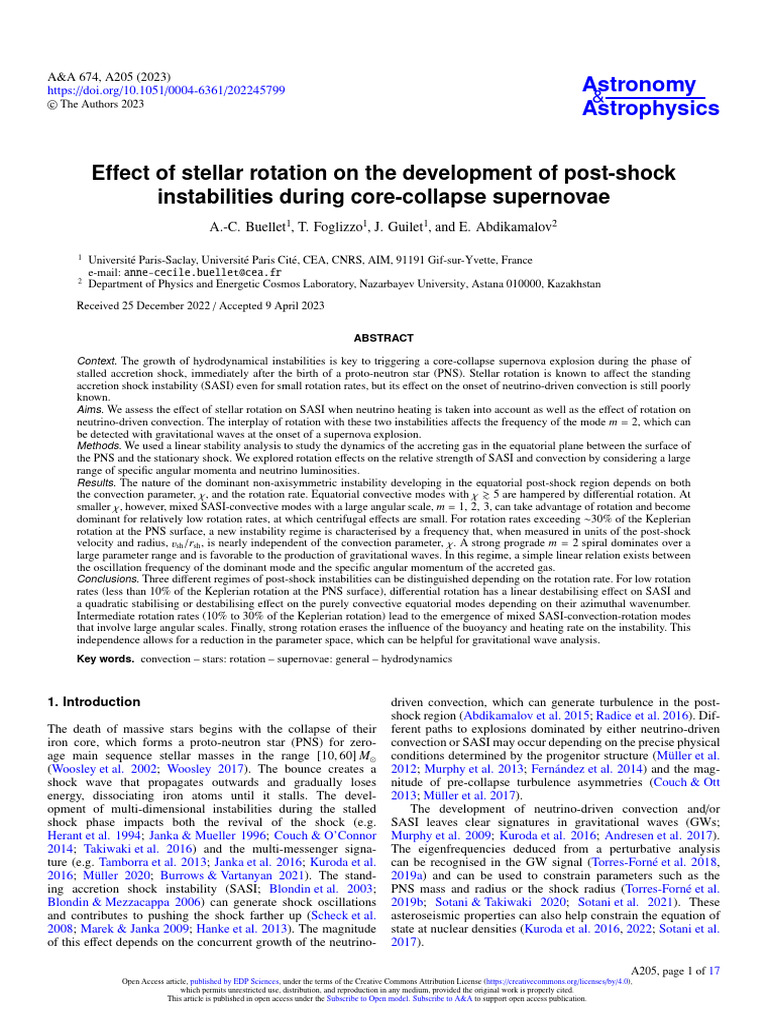 Effect of Stellar Rotation On The Development of P | PDF | Supernova | Stars