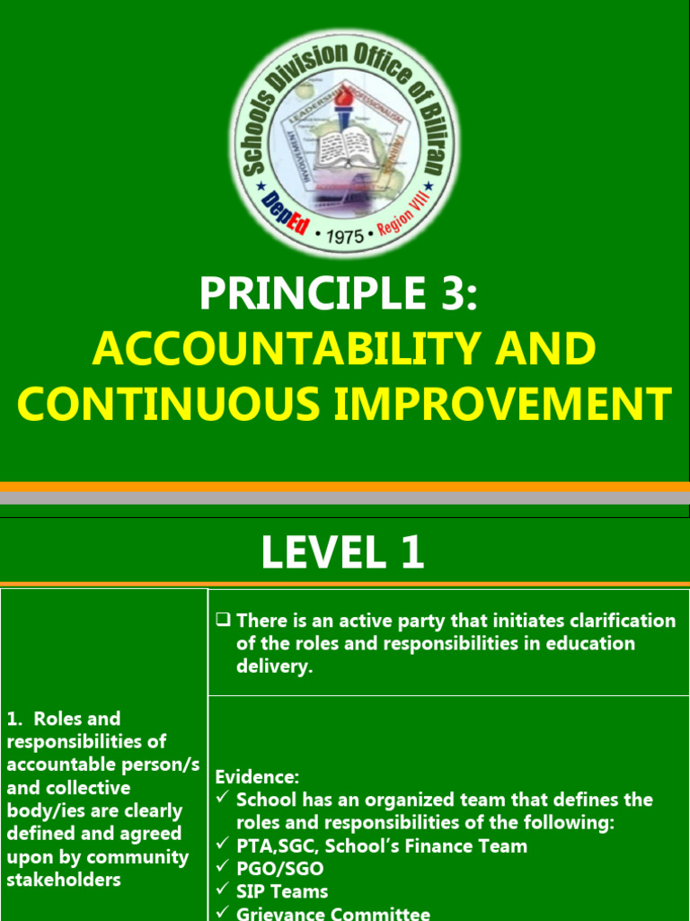 Principle 3-Accountability and Continuous Improvement | PDF | Evaluation | Business