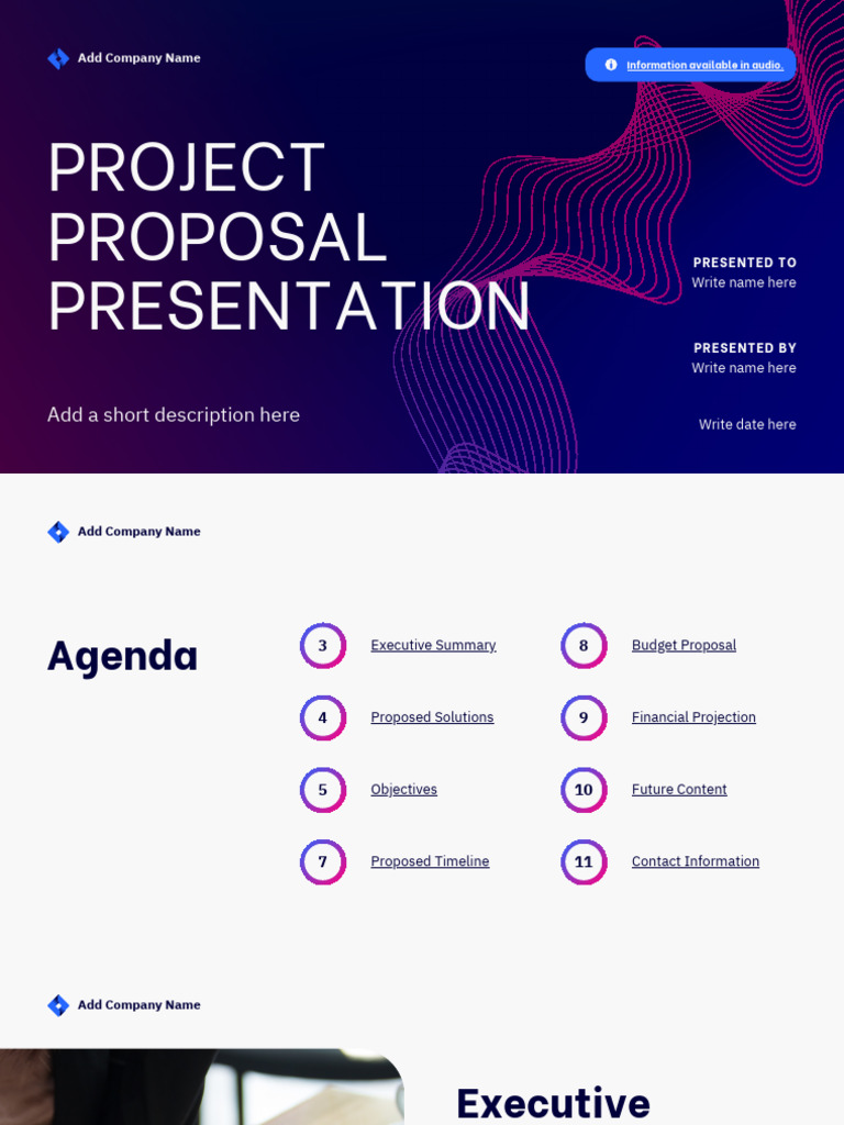 Project Proposal Business Presentation in Dark Blue Pink Abstract Tech ...