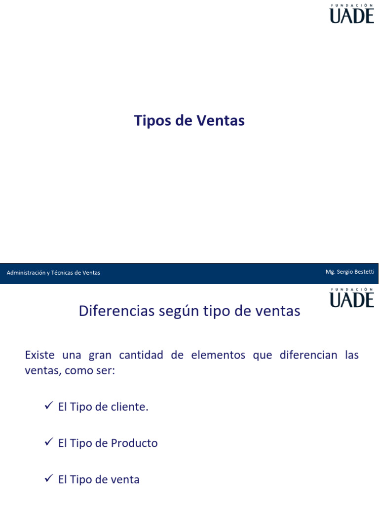 Tipos de Ventas | PDF | Marketing | Negocios económicos