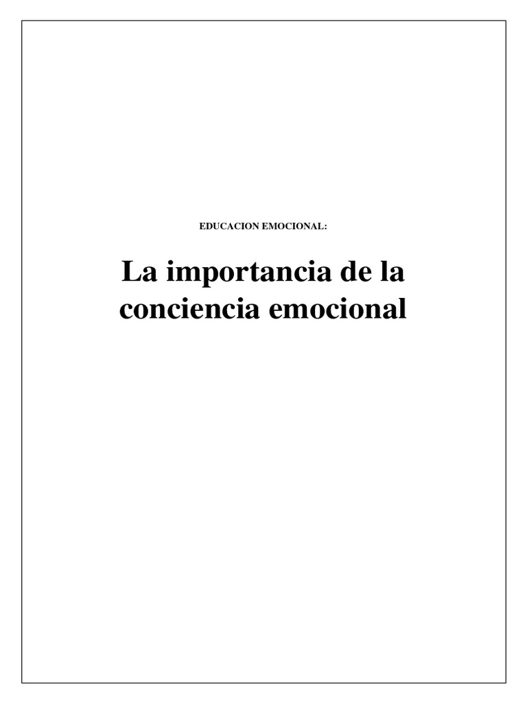 La Conciencia Emocional Pdf Las Emociones Inteligencia Emocional