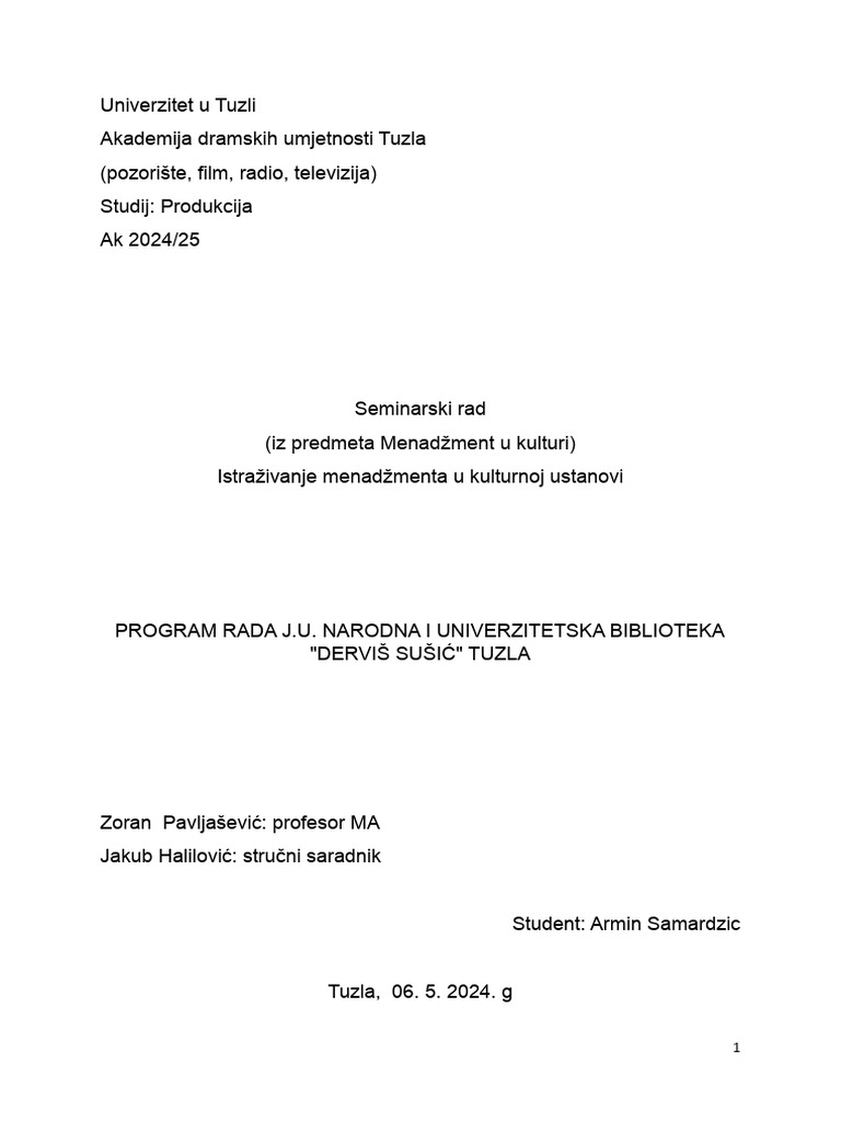 Univerzitet U Tuzli Menadžment | PDF