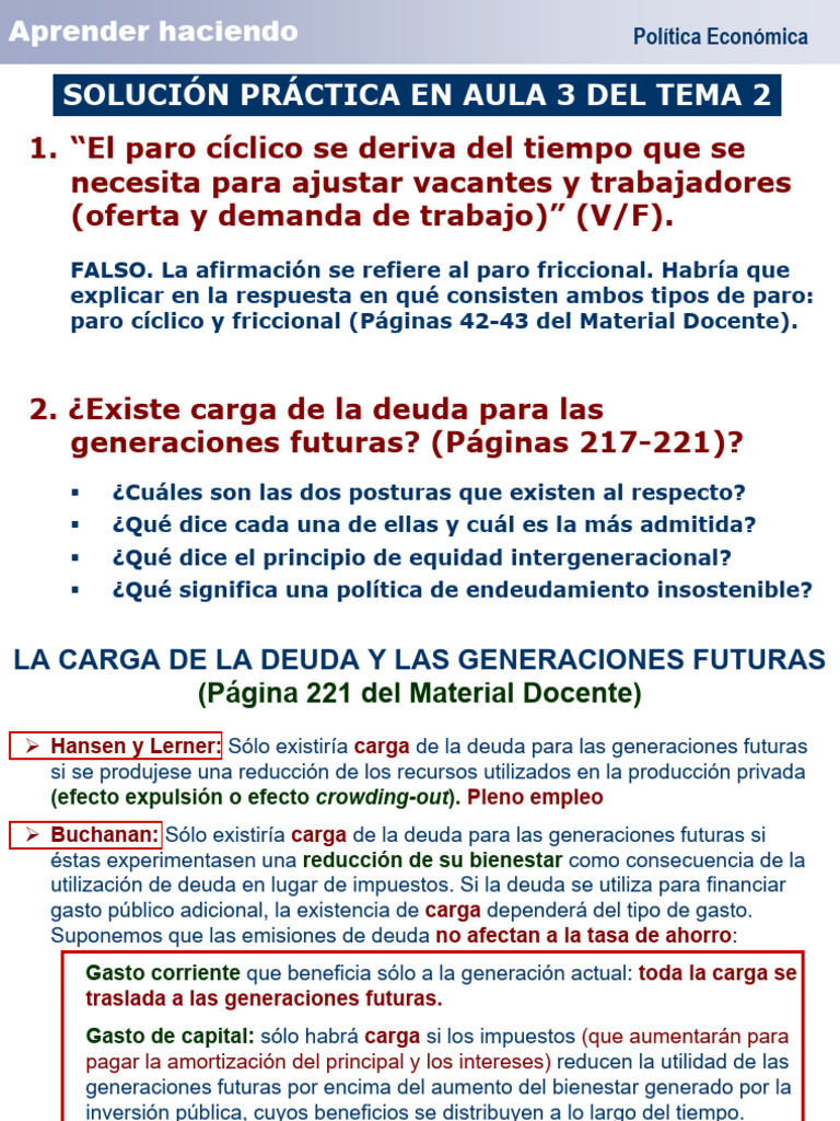 Prã Ctica en Aula 3 Del Tema 2 Resuelta | PDF | Desempleo | Deuda
