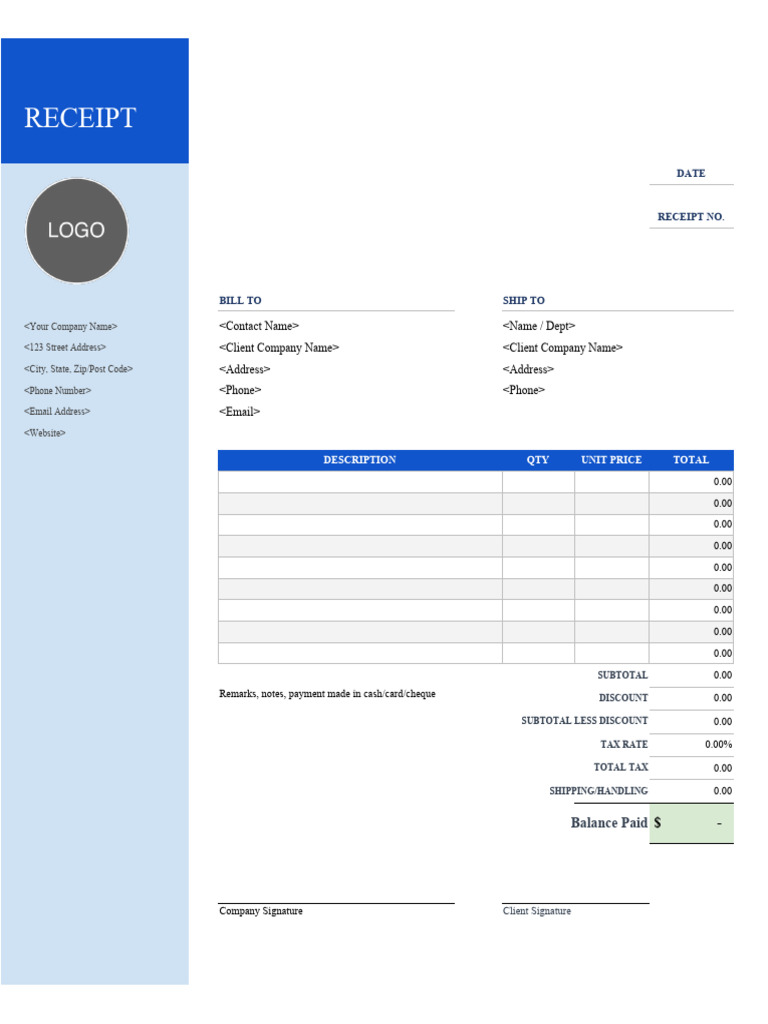 Detailed Receipt Template for Businesses | PDF | Receipt | Payments