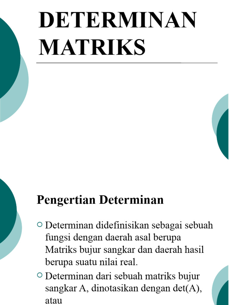 Determinan Matriks Metode Sarrus | PDF | Metode & Bahan Ajar | Komputer