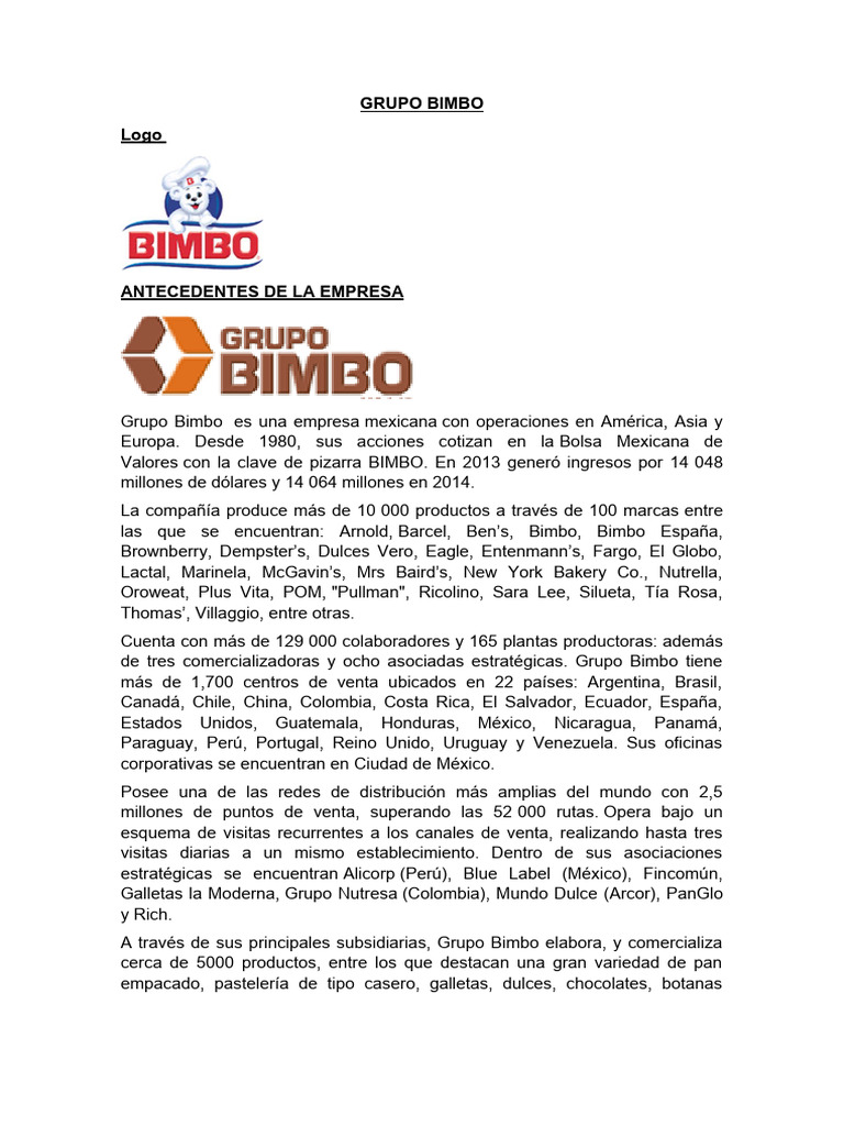 Grupo Bimbo: Historia y Estrategias Globales | PDF | Business | Marketing