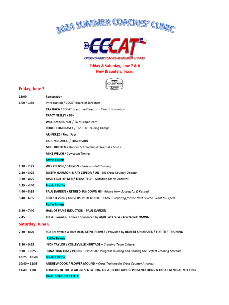 2024 Summer Coaches Clinic Schedule | PDF | Sports & Recreation ...