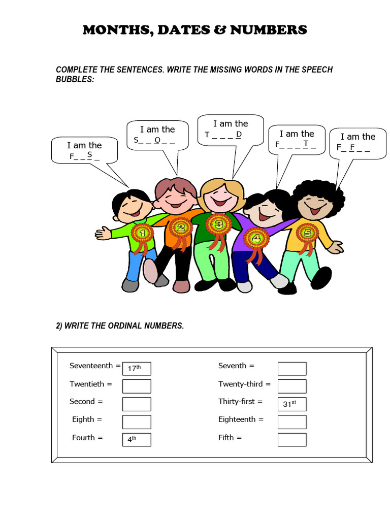 Months Dates Ordinals Cardinals | PDF