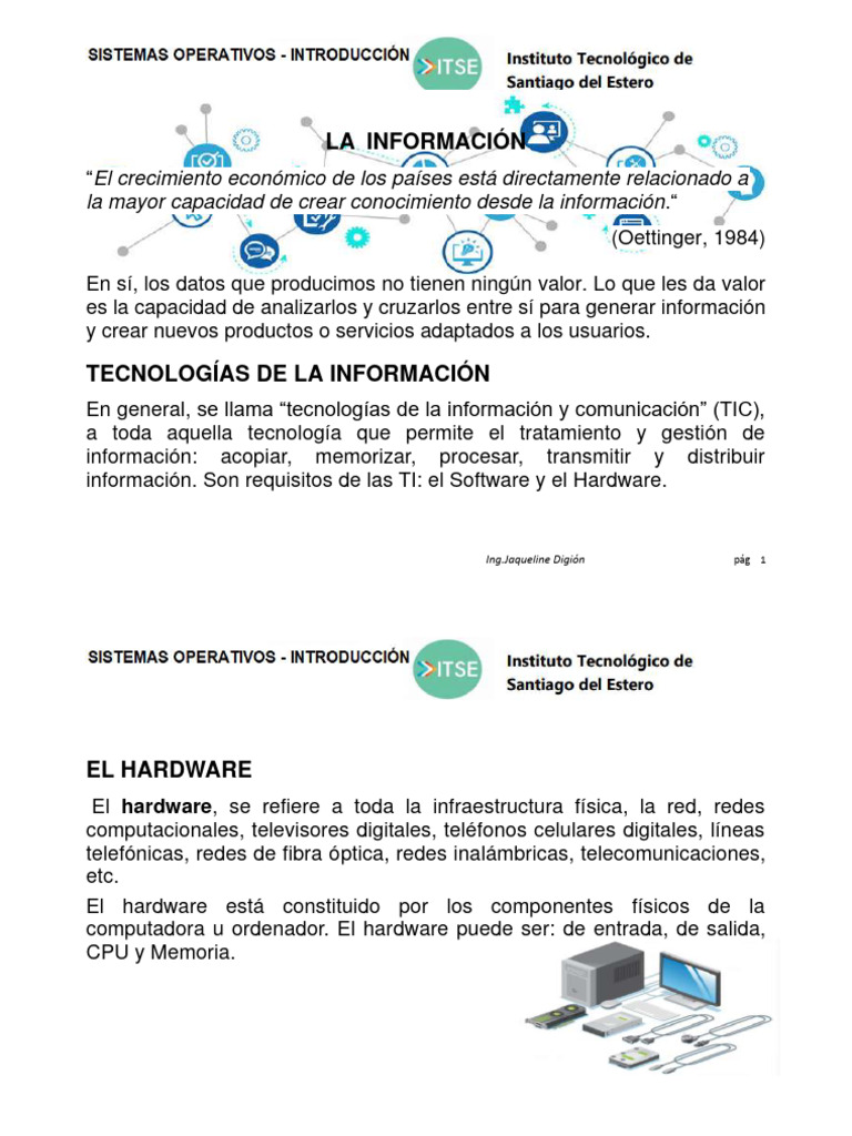 SistOperativos Clase1 Intro | PDF | Hardware de la computadora | Programación