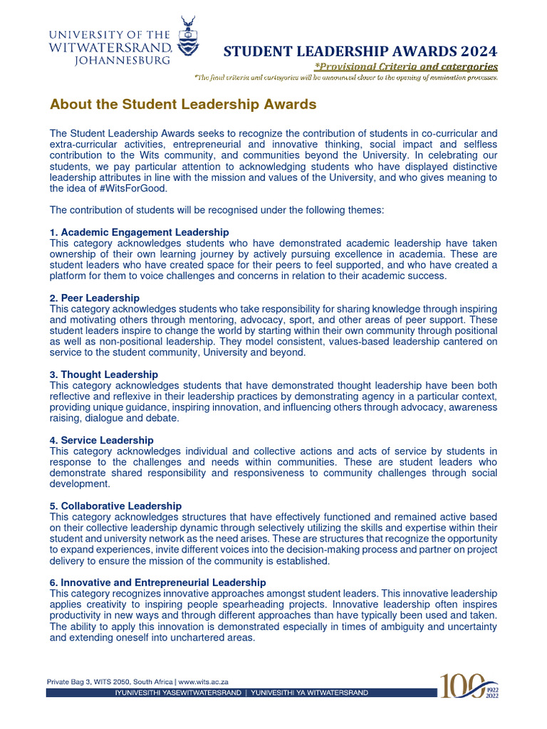 2024 SLA Provisional Criteria | PDF | Leadership | Mentorship