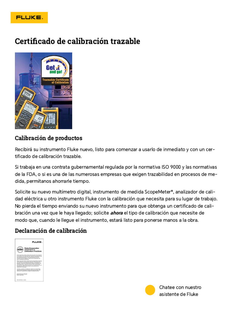 Certificado de Calibración Trazable - Fluke | PDF | Calibración