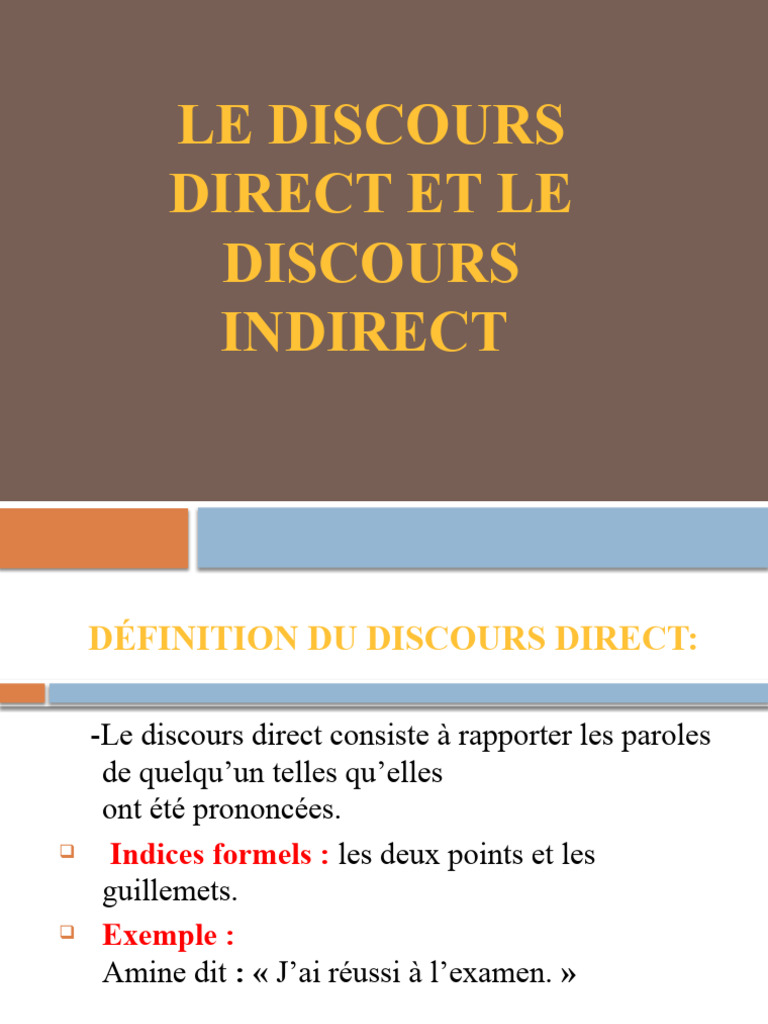 Discours Direct vs Indirect | PDF | Question | Phrase