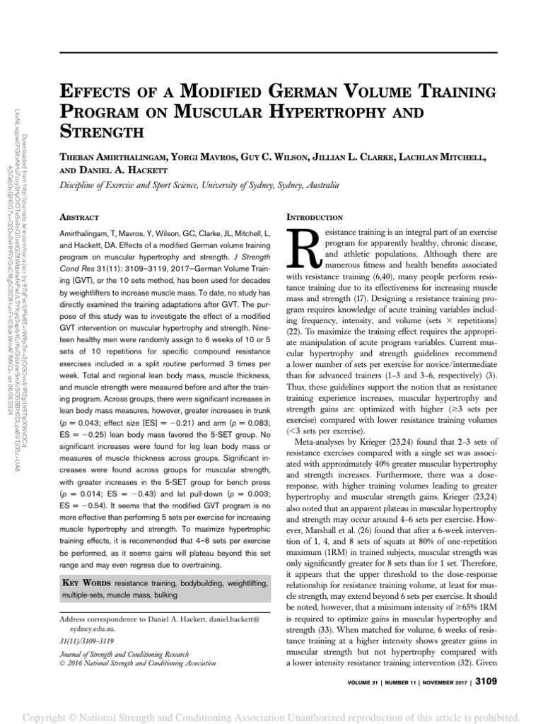 Effects of A Modified German Volume Training.21 | PDF | Strength ...