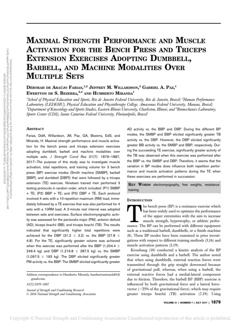 Maximal Strength Performance and Muscle Activation.15 | PDF | Strength Training | Electromyography