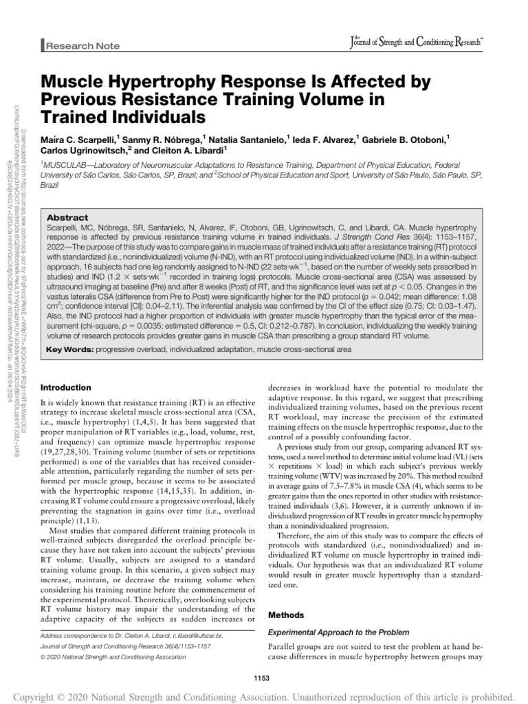 Muscle Hypertrophy Response Is Affected By.40 | PDF | Strength Training