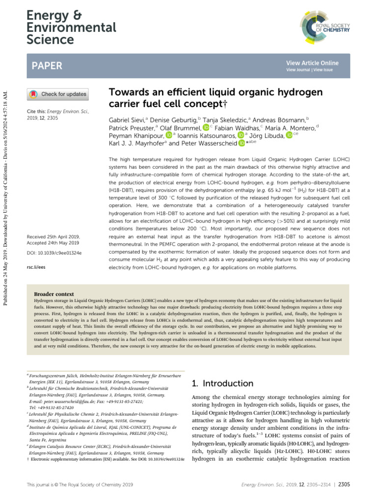 Efficient LOHC Fuel Cell Concept | PDF | Fuel Cell | Hydrogen