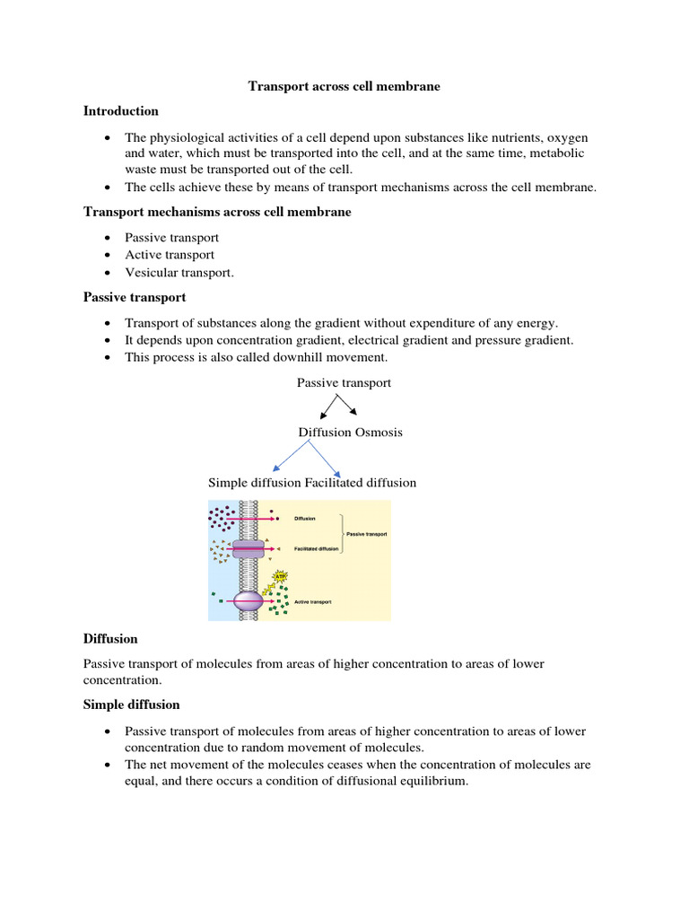 Transport Across Cell Membrane | PDF | Ion Channel | Osmosis