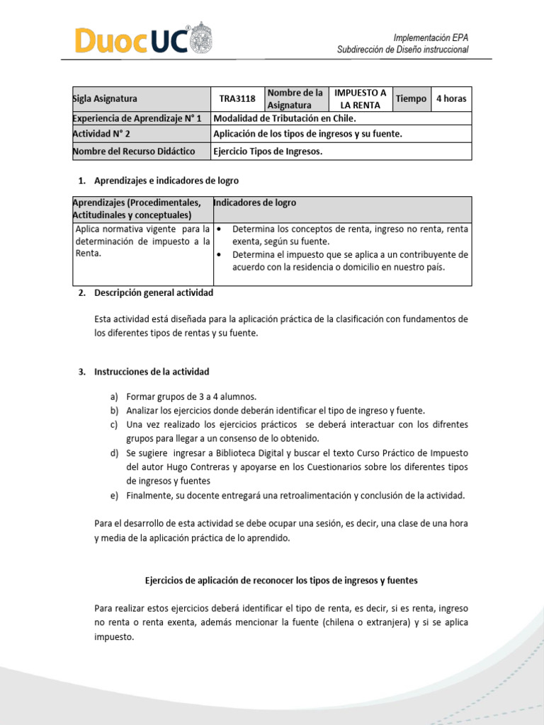 RA2 Act2 Ejercicio Tipos de Ingresos | PDF | Business | Economias