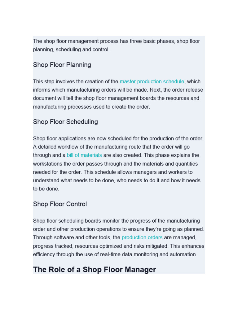 The Shop Floor Management Process Has Three Basic Phases | PDF ...