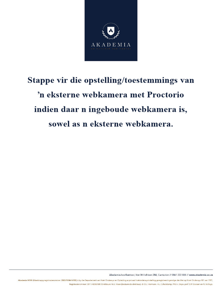 Stappe Vir Die Opstellings Van N Eksterne Webkamera 2024 | PDF