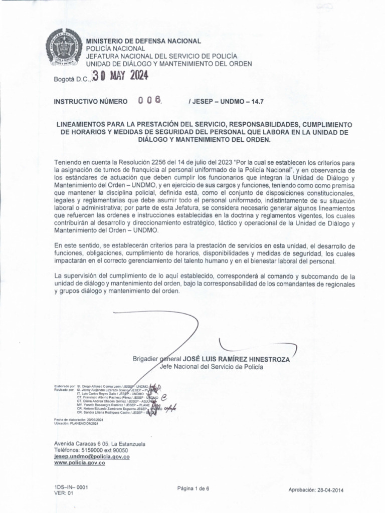 Instructivo 006 Jesep Undmo 30-05-2024 Lineamientos para La Prestacion ...