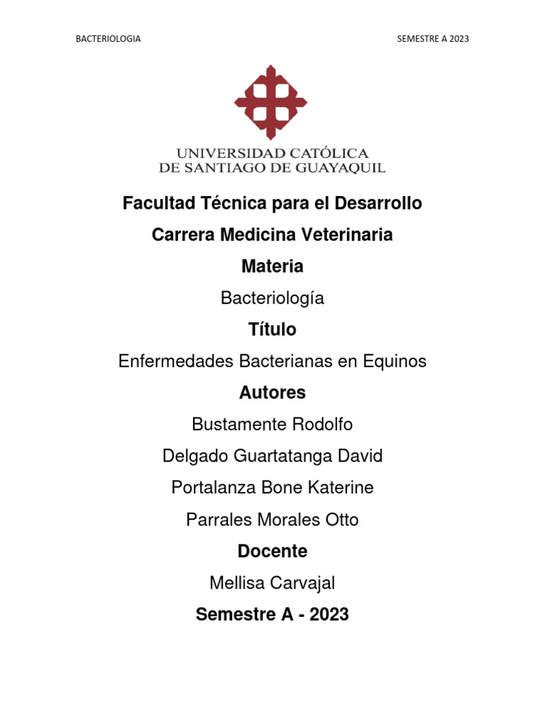 Enfermedades Bacterianas en Equinos | PDF | Enfermedades y trastornos | Ciencias de la Salud