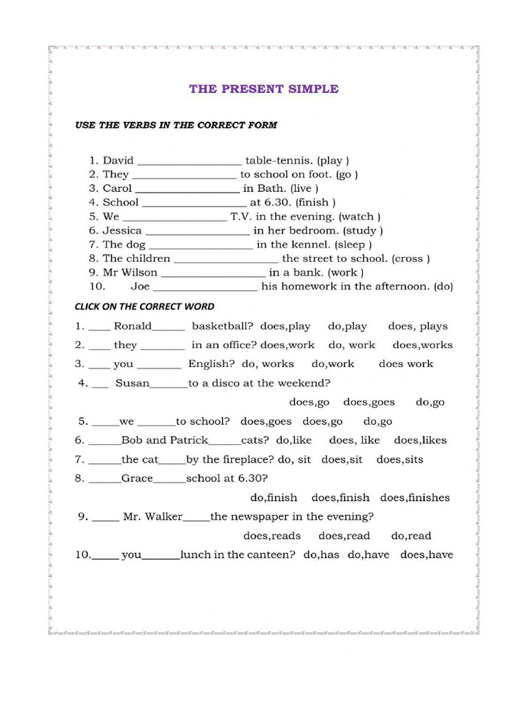 Present Simple Exercises 1 | PDF