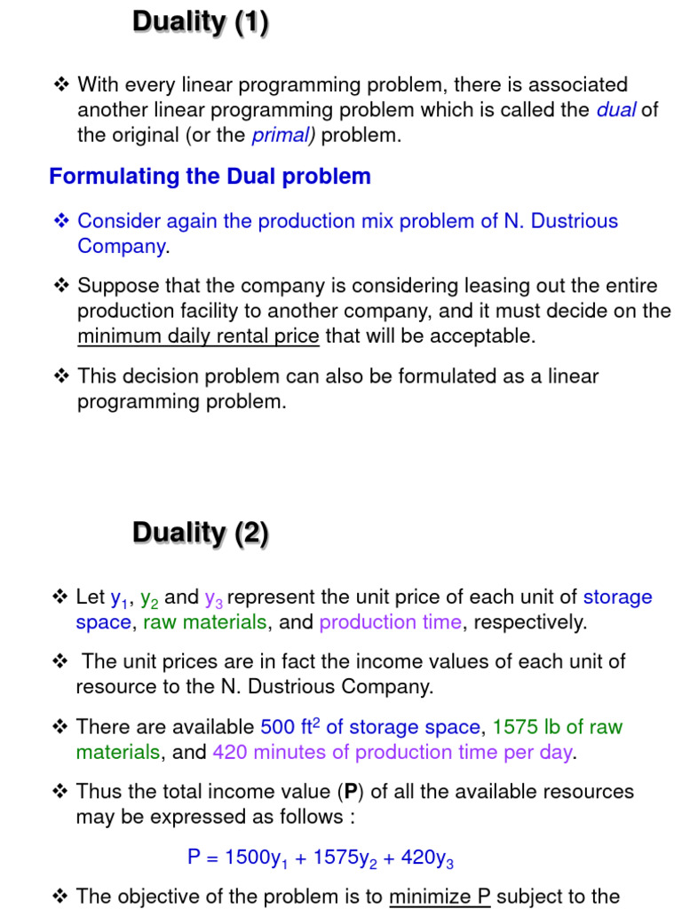 Handouts Operational Research Chap2 - Dualité | PDF | Analysis ...