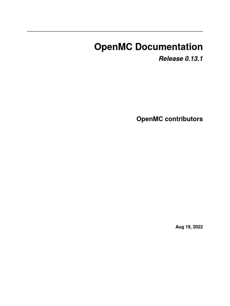OpenMC 0.13.1 | PDF | Scattering | Applied And Interdisciplinary Physics