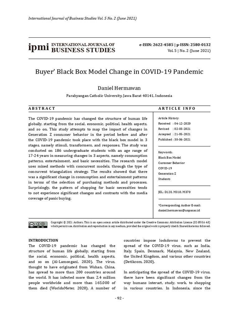 Buyer Black Box Model Change in COVID-19 Pandemic | Download Free PDF ...