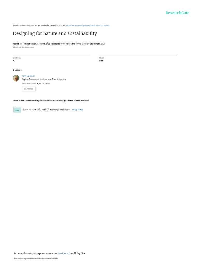 Designing For Nature and Sustainability | PDF | Sustainability | Ecology