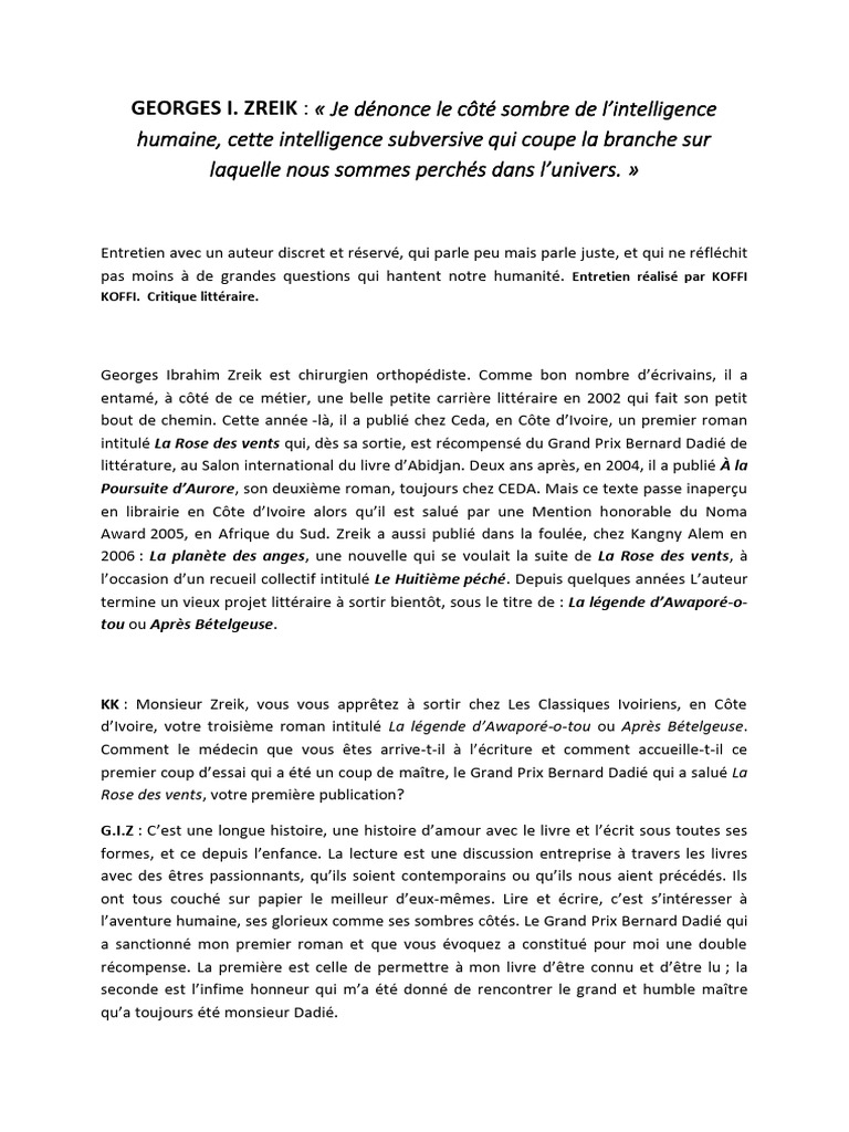 Georges Zreik : L'intelligence humaine en question | PDF | Risque de ...
