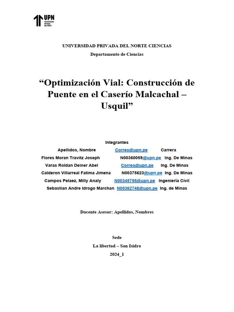 1111formato de Informe Fnal Geo Anali 2024 | PDF | Puente | Diseño