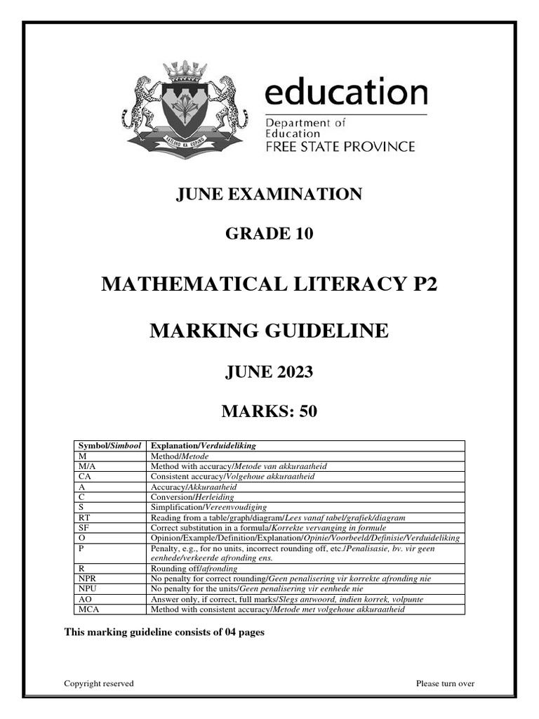 GRADE June P2 Exam Marking Guidelines 2023 | PDF | Speed | Mathematics