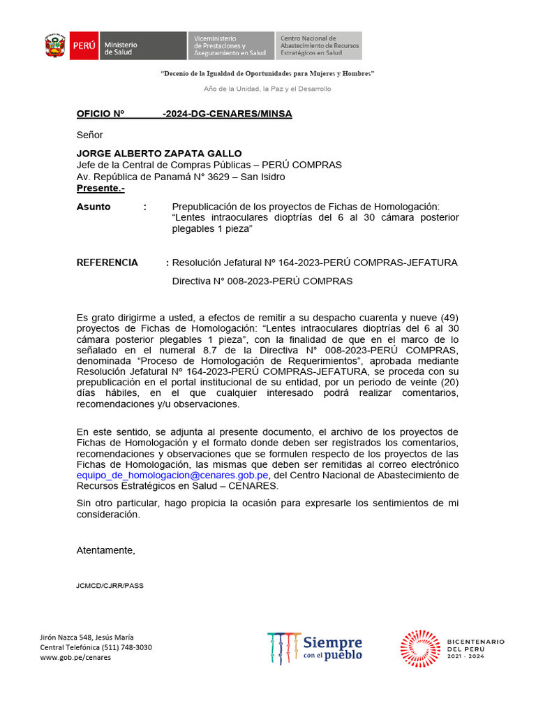 1- Oficio Prepublicacion Peru Compras | PDF