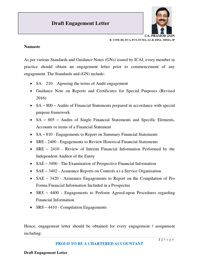 Draft Engagement Letter for Statutory Audit | PDF | Audit | Financial Audit