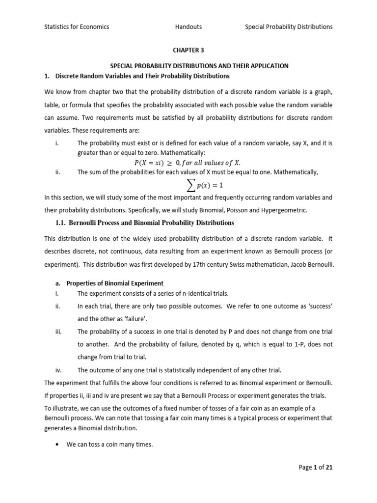 CH 3 Special Probability Distributions | PDF | Probability Distribution | Normal Distribution