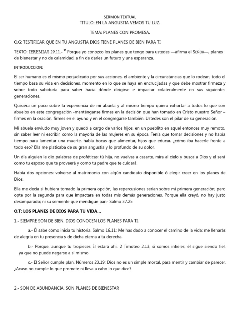 SERMON TEXTUAL en la angustia vemos tu luz | Descargar gratis PDF | Dios | Creencia religiosa y ...