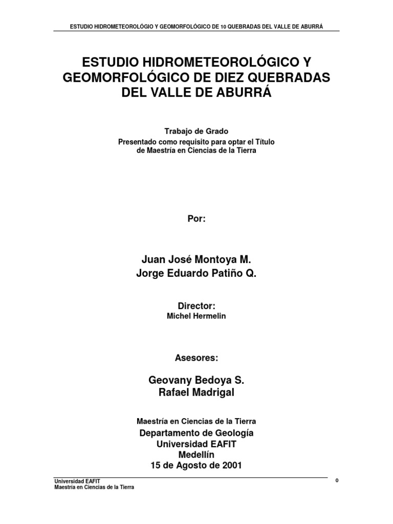 Estudio de Quebradas en Valle de Aburrá | PDF | Cuenca de drenaje | Inundar