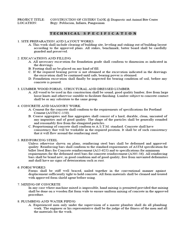 Technical Specs Diagnostic Center | PDF | Concrete | Plumbing