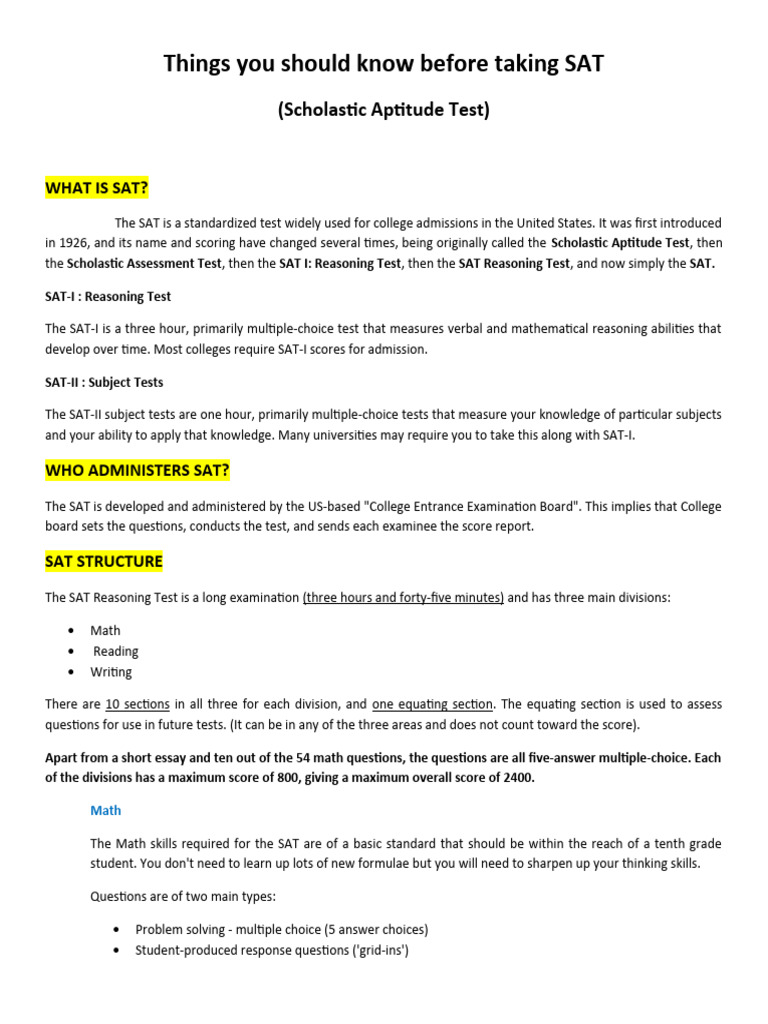 Taking SAT | PDF | Sat