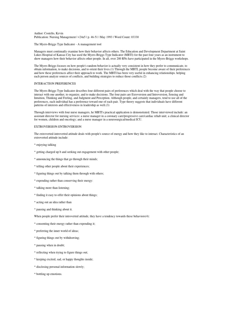 Mbti | PDF | Extraversion And Introversion | Psychology