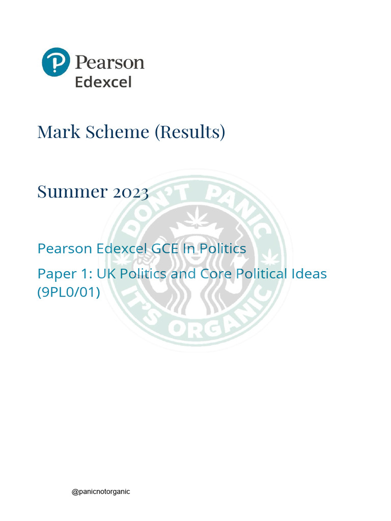 Edexcel A Level June 2023 Politics 9PL0 Markscheme Paper 1 | PDF | Liberalism | Knowledge