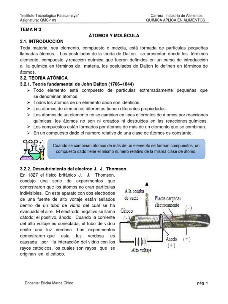 Tema3. Átomos y Moléculas | PDF | Núcleo atómico | Átomos
