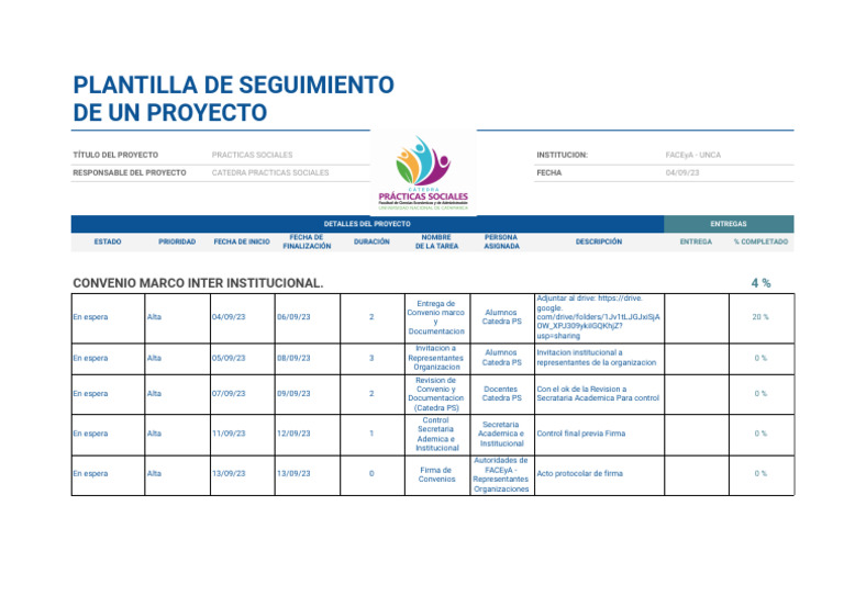 Seguimiento de Proyecto de Prácticas Sociales | PDF