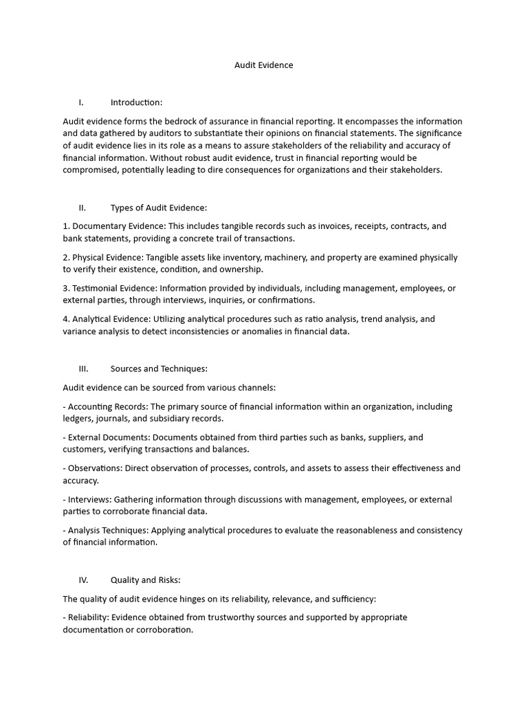 Audit Evidence | PDF | Audit | Business
