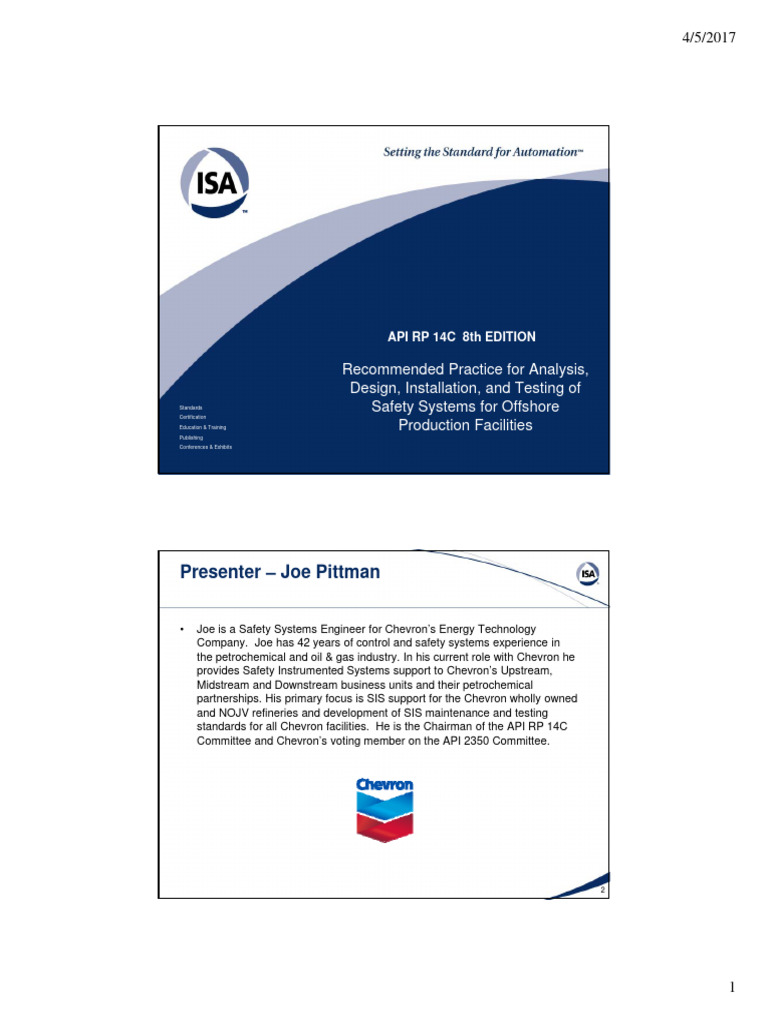 Pittman API RP 14C 8th Ed Update | PDF | Pump | Chevron Corporation